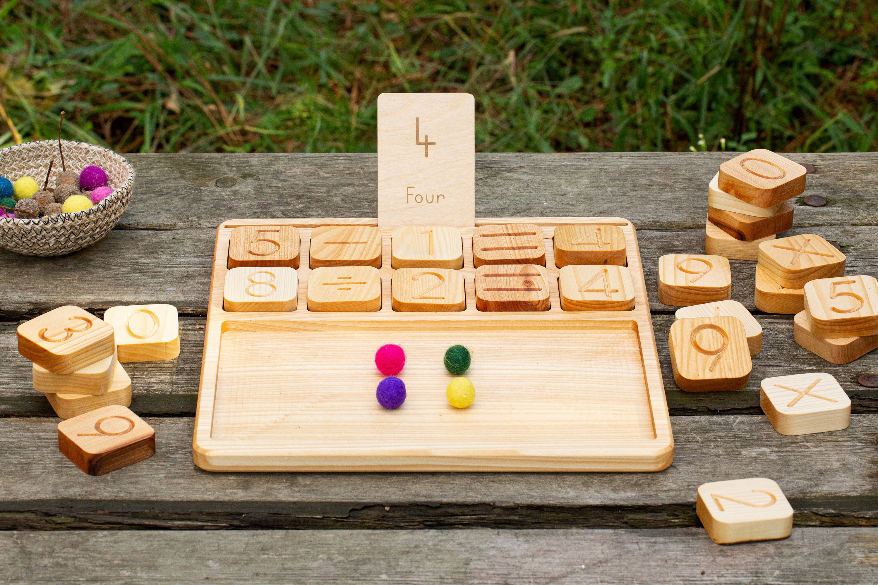 Wooden Counting and Sand Tray Wooden Math Calculator First - Etsy