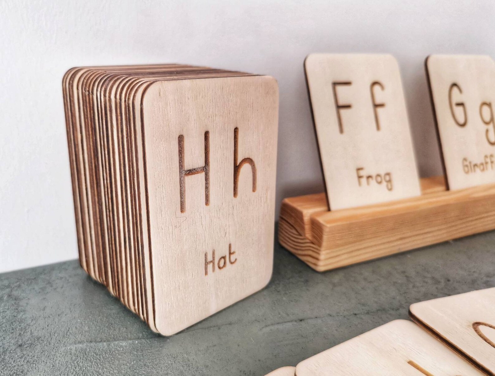 Wooden Alphabet Flashcards Montessori Learning Set - Etsy
