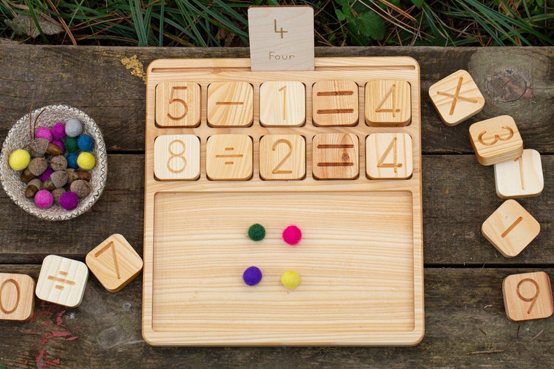 Wooden Counting and Sand Tray, Wooden Math Calculator, First Grade Gift ...