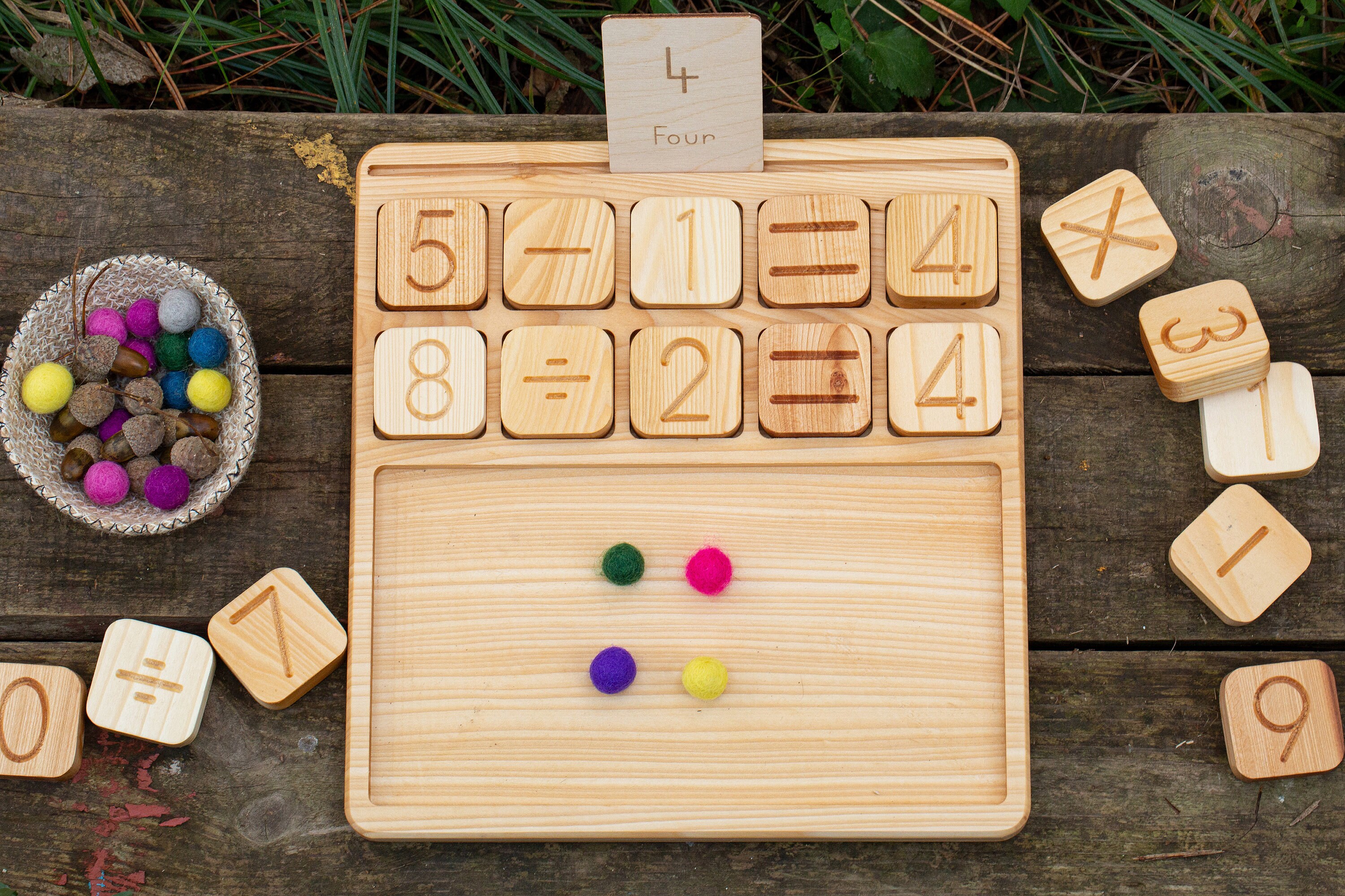 Wooden Counting and Sand Tray, Wooden Math Calculator, First Grade Gift ...