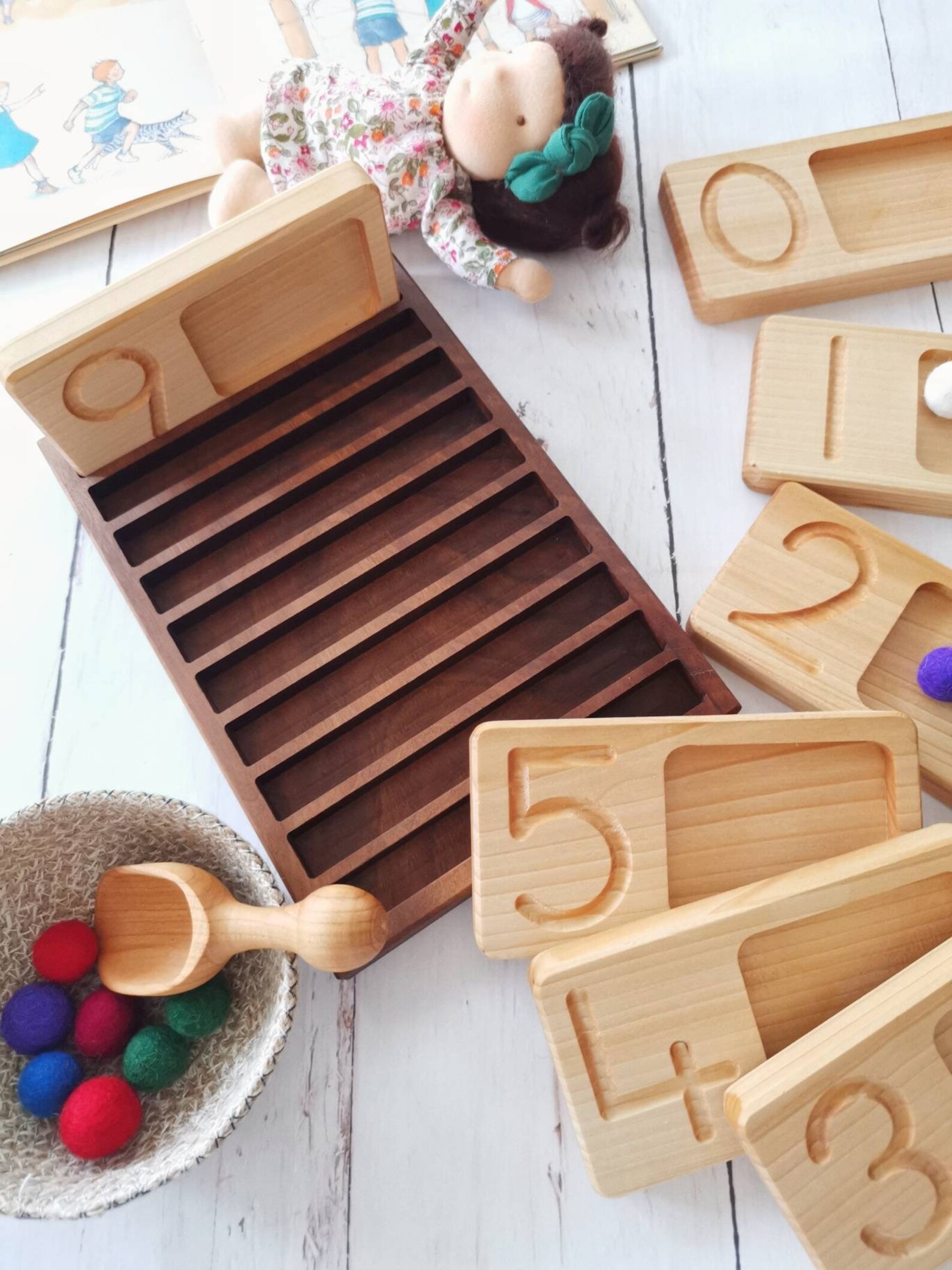 Wooden Counting Tray Homeschool Materials Waldorf Learning | Etsy