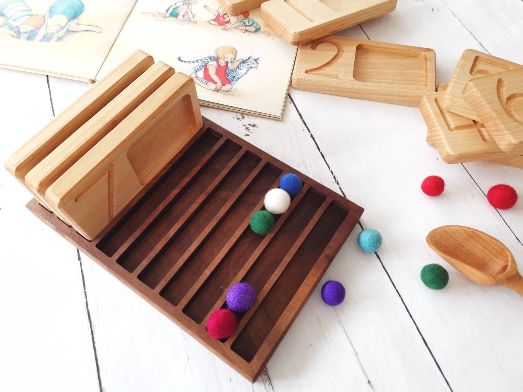 Wooden Counting Tray Homeschool Materials Waldorf Learning - Etsy