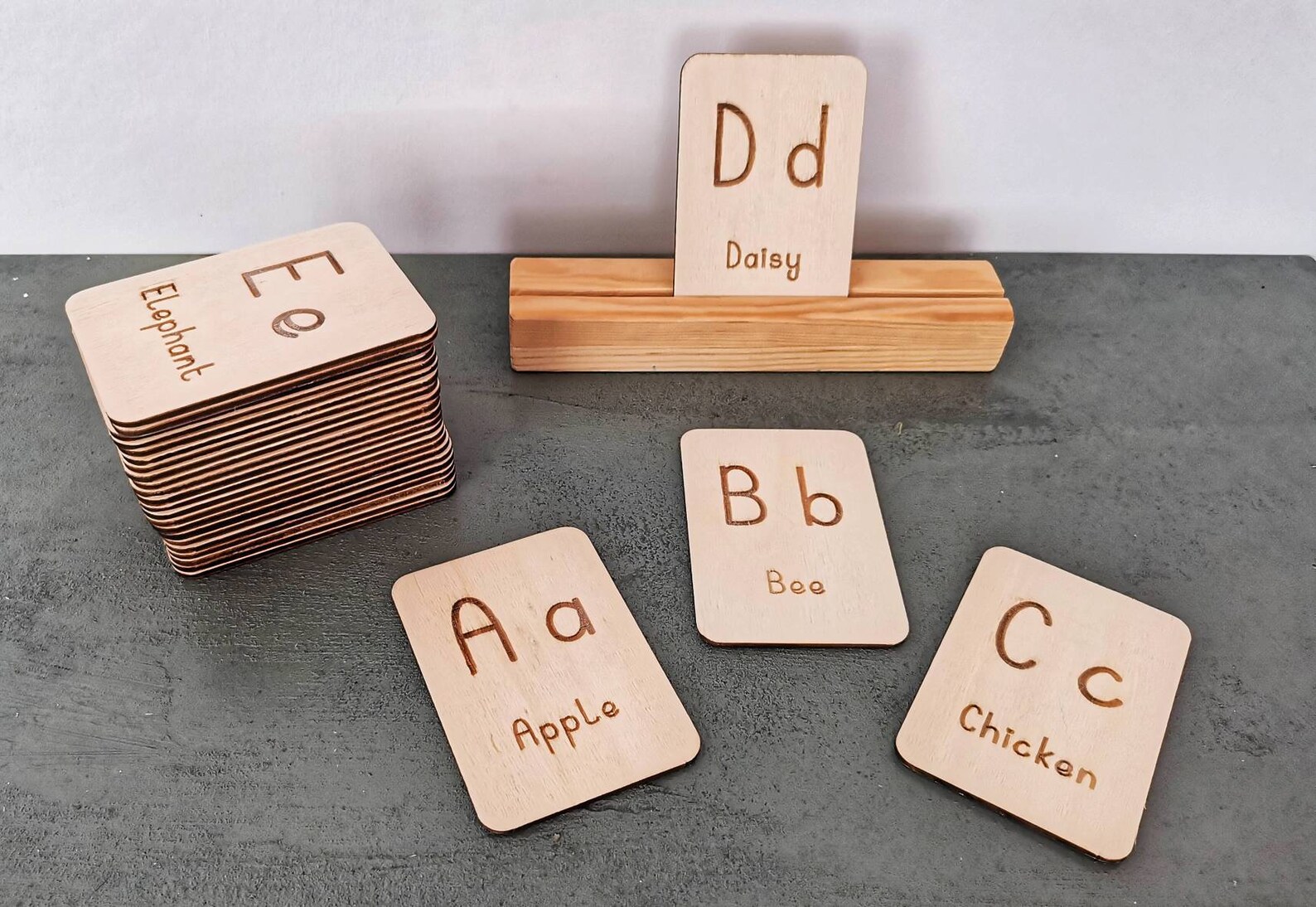 Wooden Alphabet Flashcards Montessori Learning Set - Etsy