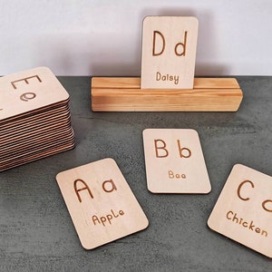 Wooden Alphabet Flashcards, Montessori Learning Set, Homeschool ...