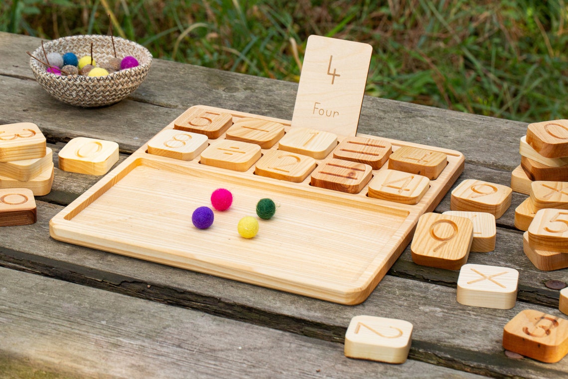 Wooden Math Board With Numbers and Symbols, Montessori Math Sets ...