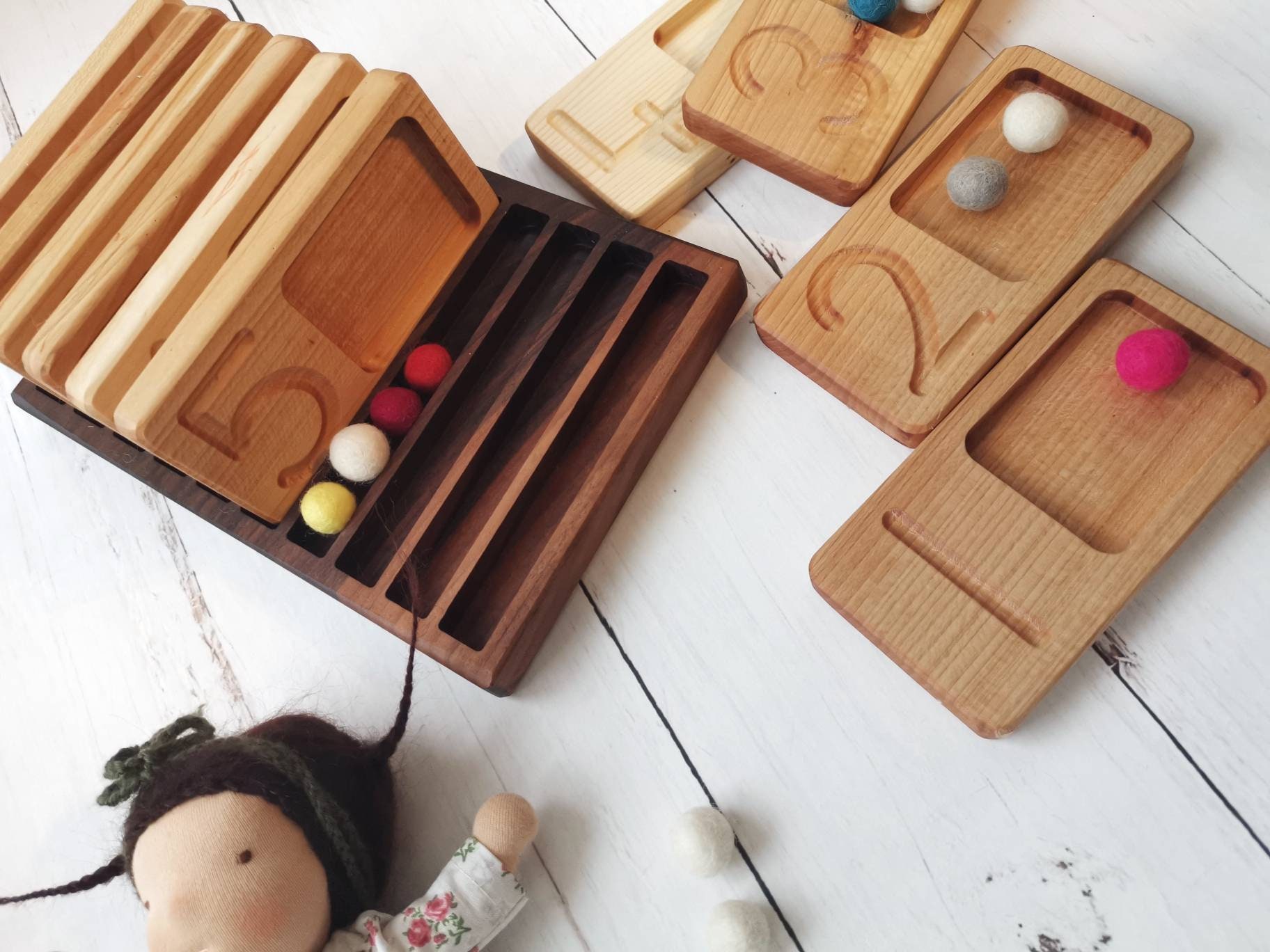 Wooden Counting Tray Homeschool Materials Waldorf Learning | Etsy