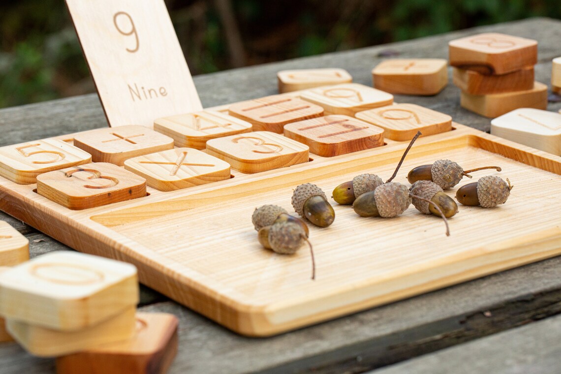 Wooden Math Board With Numbers and Symbols Montessori Math - Etsy