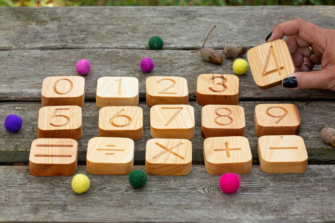 Wooden Math Board With Numbers and Symbols Montessori Math - Etsy