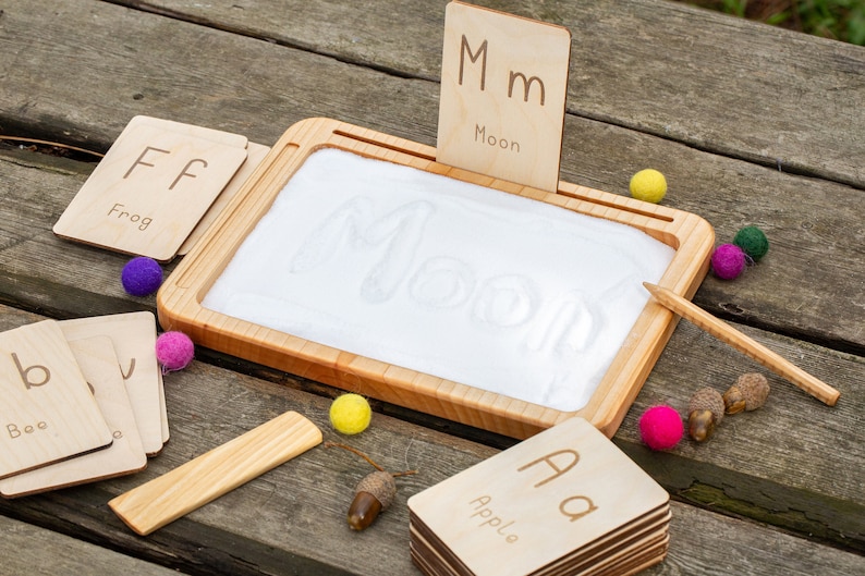 Montessori Learning Tray Set Wooden Sand Tray Wooden - Etsy