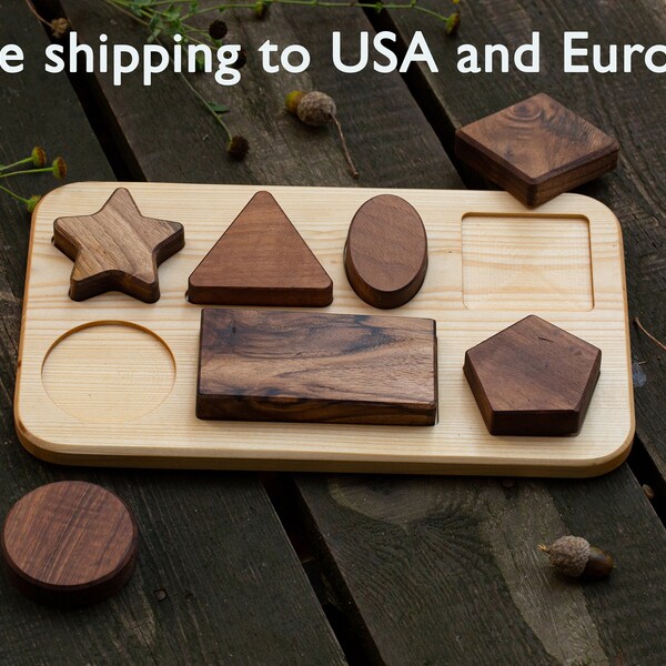 Wooden Geometric Shapes Puzzle - Etsy