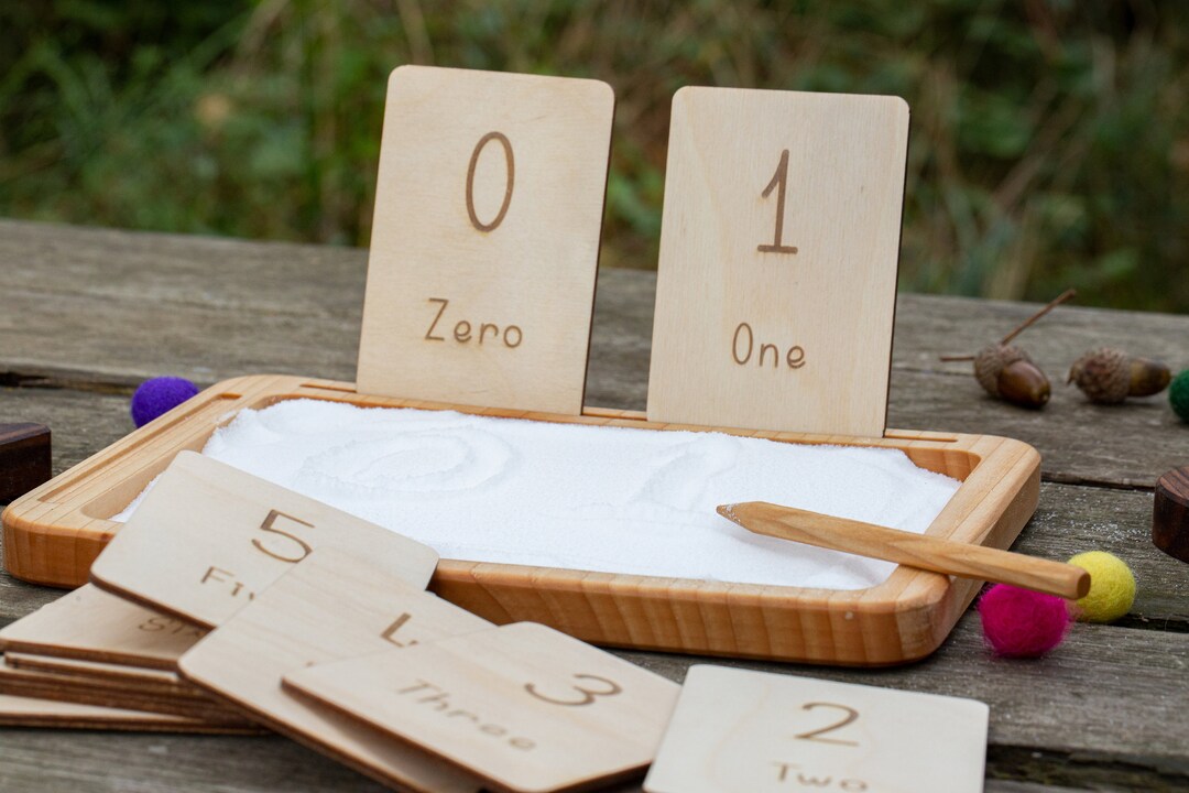 Montessori Learning Tray Set, Wooden Sand Tray, Wooden Number ...
