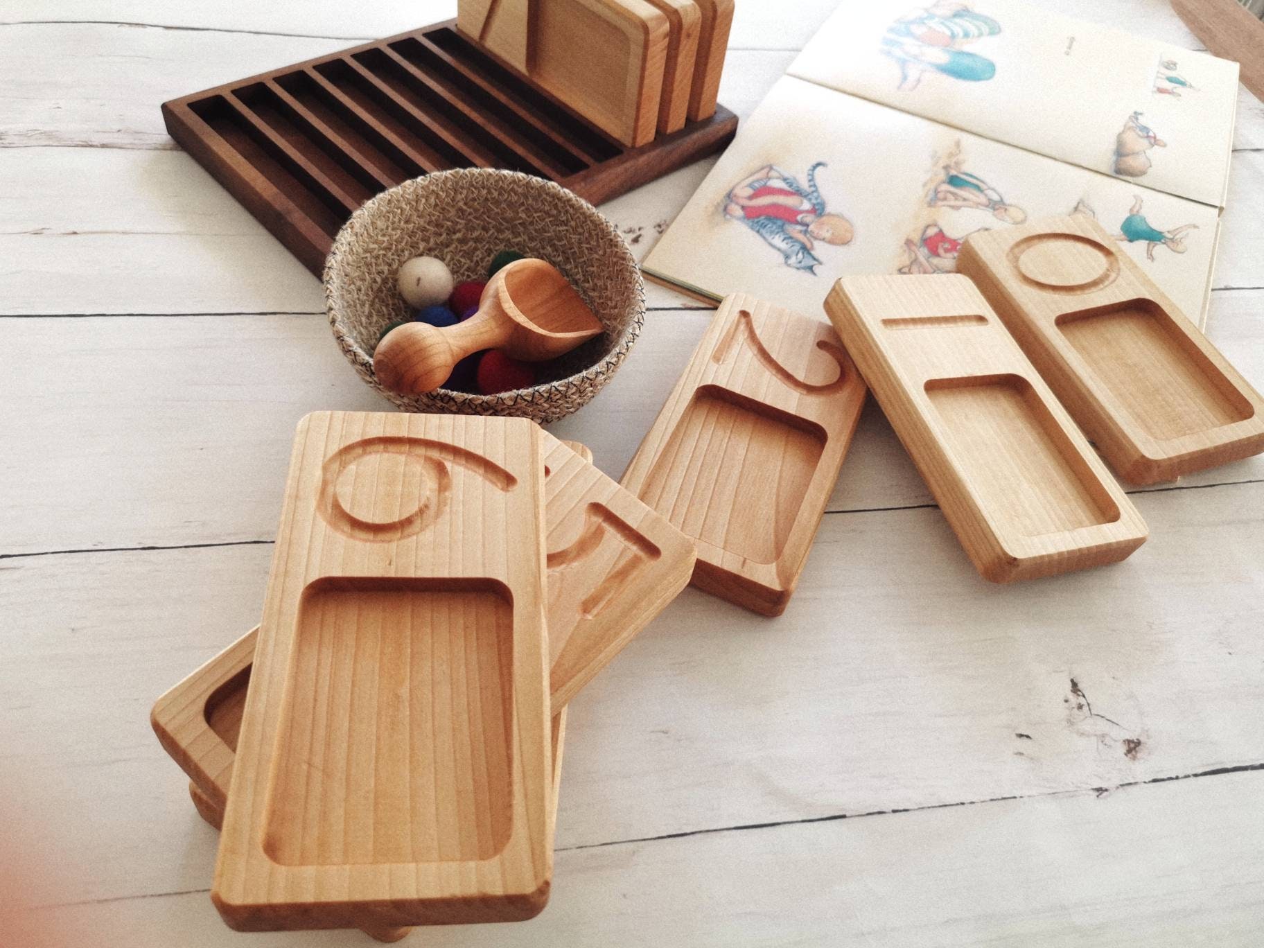 Wooden Counting Tray Homeschool Materials Waldorf Learning | Etsy