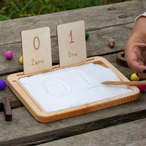 Montessori Learning Tray Set, Wooden Sand Tray, Wooden Number ...
