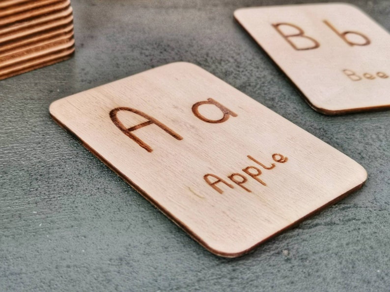 Wooden Alphabet Flashcards Montessori Learning Set - Etsy