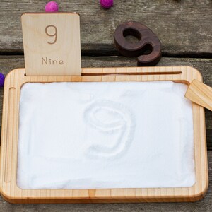 Montessori Learning Tray Set, Wooden Sand Tray, Wooden Number ...