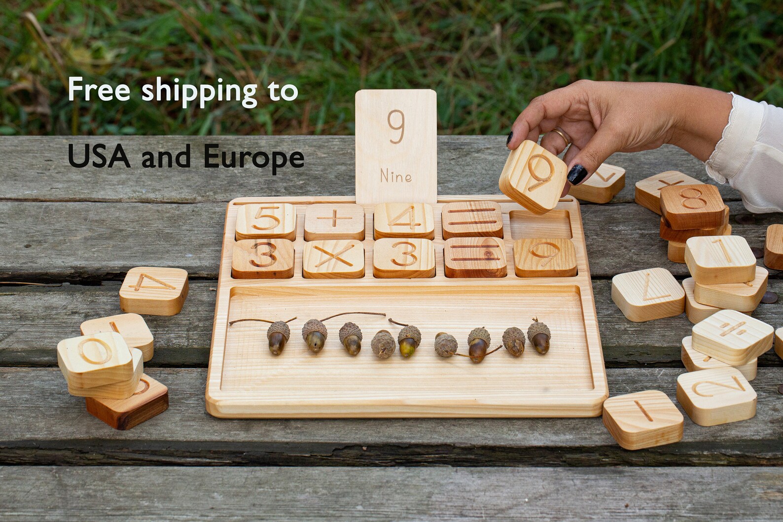 Wooden Math Board With Numbers and Symbols Montessori Math | Etsy