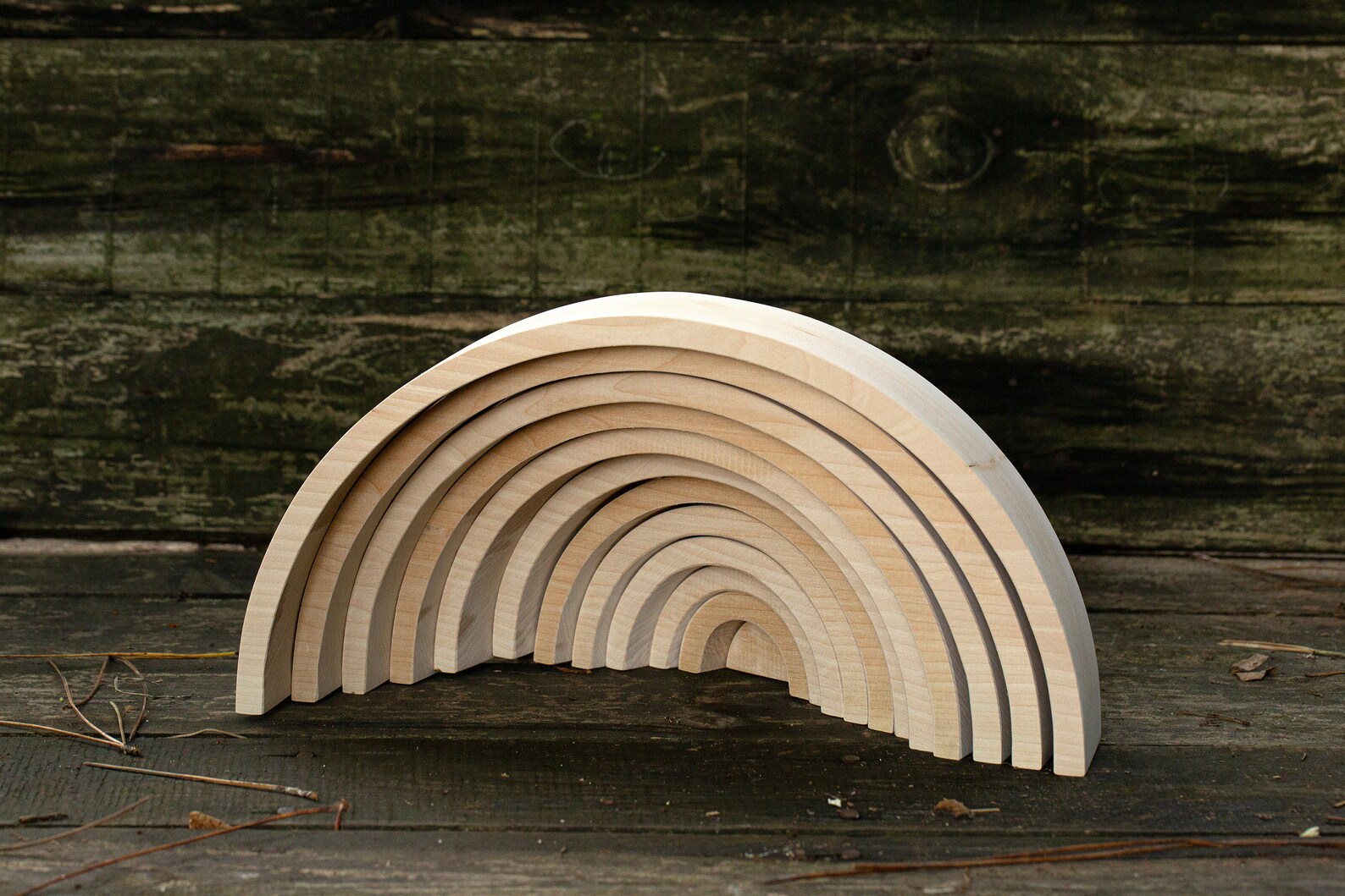 Wooden Rainbow Stacking Toy Large Natural Wood Puzzle Wooden - Etsy