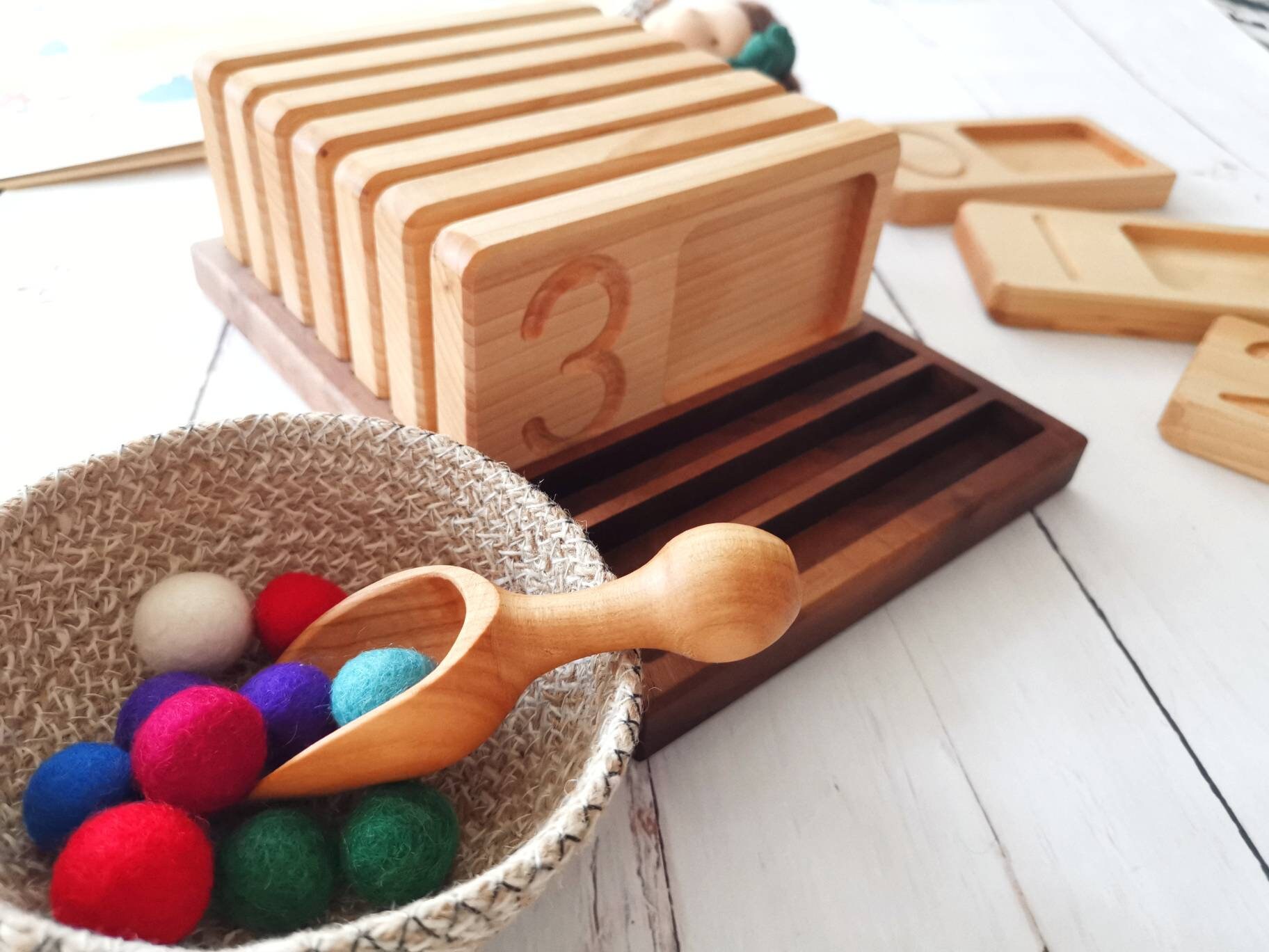 Wooden Counting Tray Homeschool Materials Waldorf Learning | Etsy