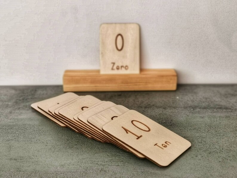 Wooden number flashcards Number learning resources | Etsy