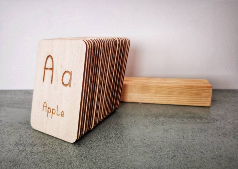 Wooden Alphabet Flashcards Montessori Learning Set - Etsy