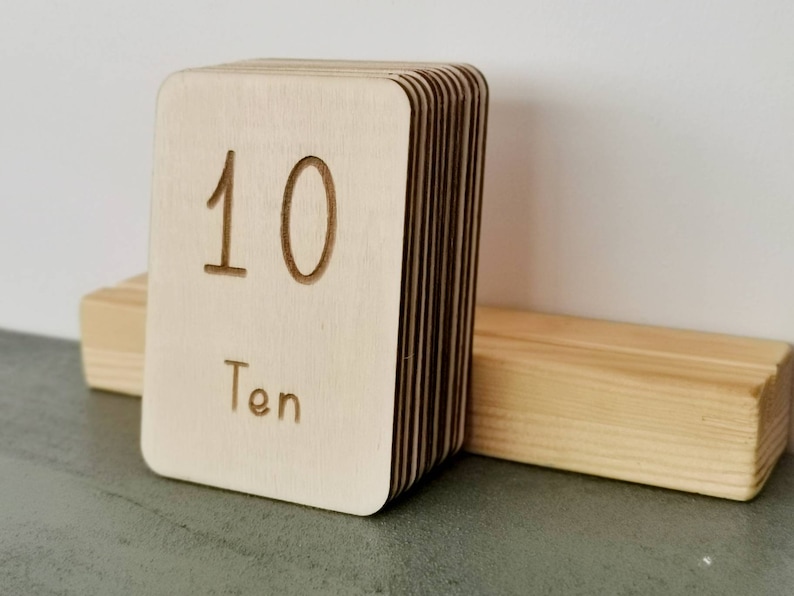 Wooden number flashcards Number learning resources | Etsy