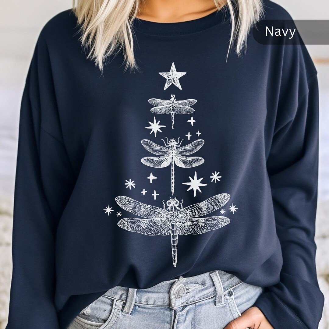 Christmas Work Shirt Dragonfly Sweater Holiday Sweatshirt Goth ...