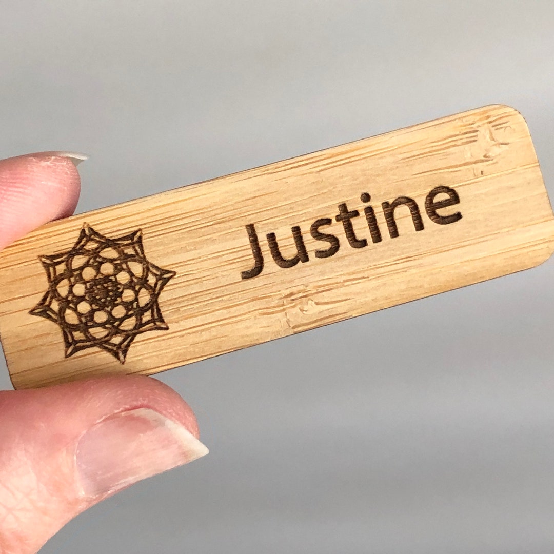 Custom Personalised Name Badge | Wooden or Plastic, Magnetic or Pin ...