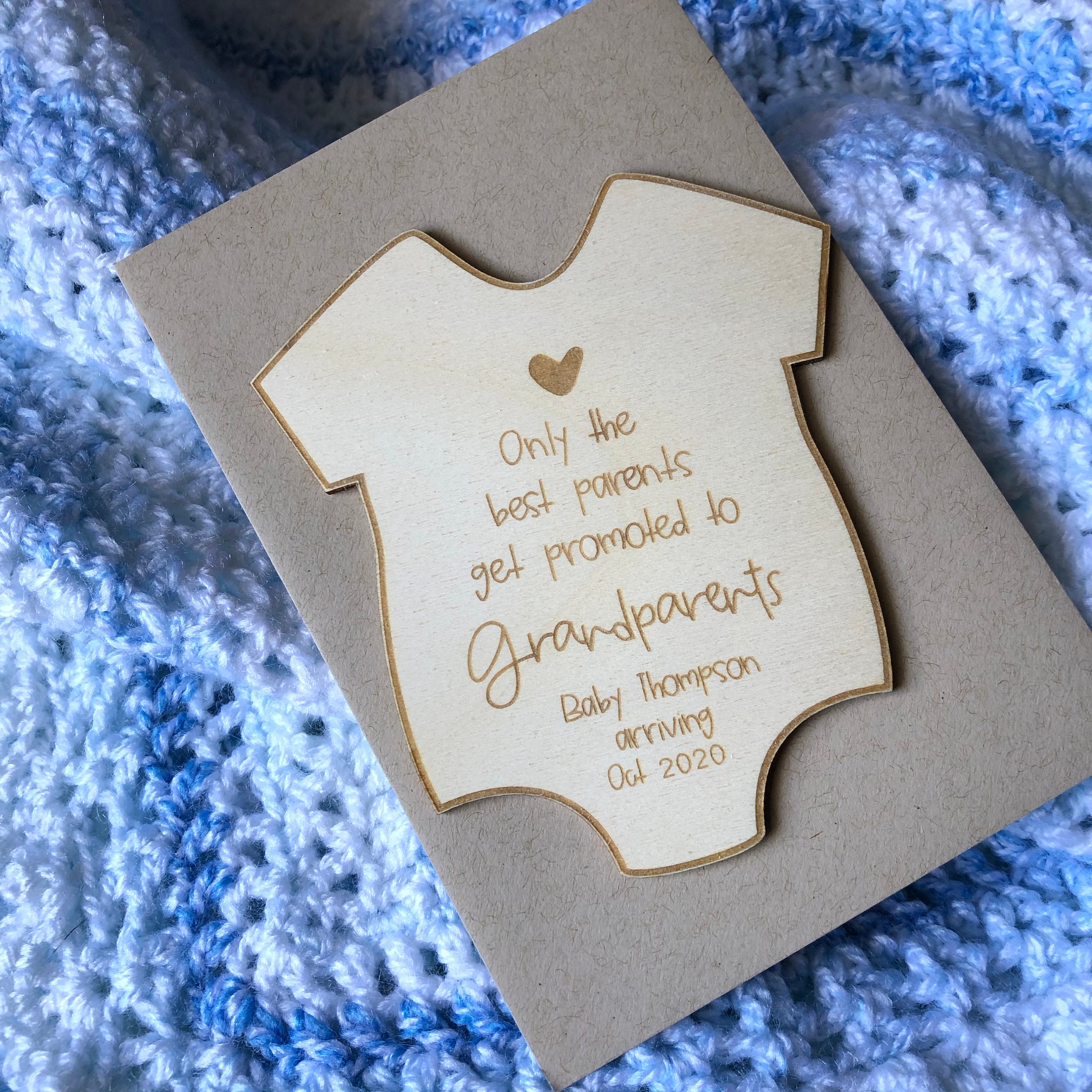 Timber Expecting Card | New Grandparents Card | Wooden Announcement ...