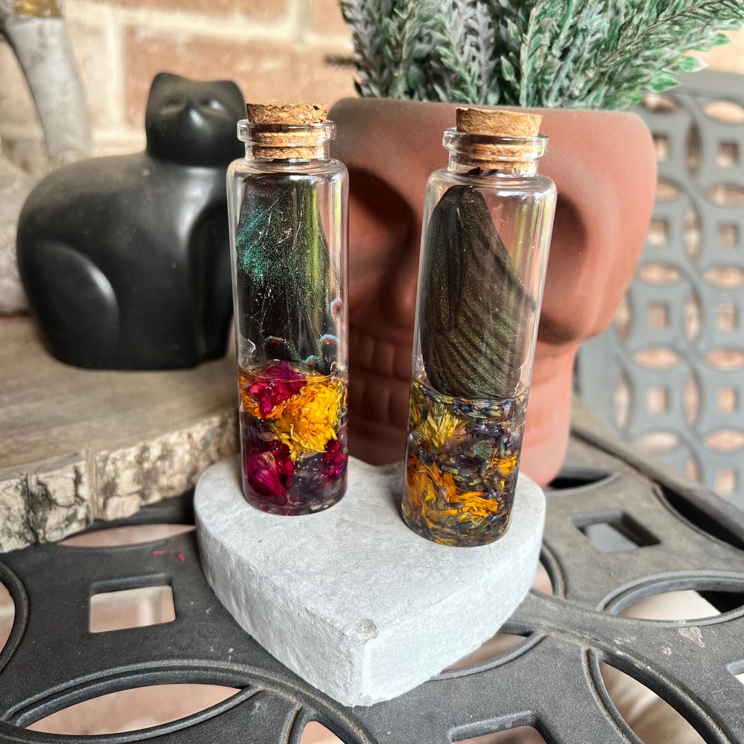 Butterfly Wing Vial: Floral Resin Oddity - Altar Decor - Etsy