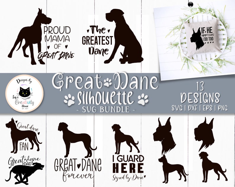 Great Dane Svg Great Dane Silhouette Great Dane (Download Now) - Etsy