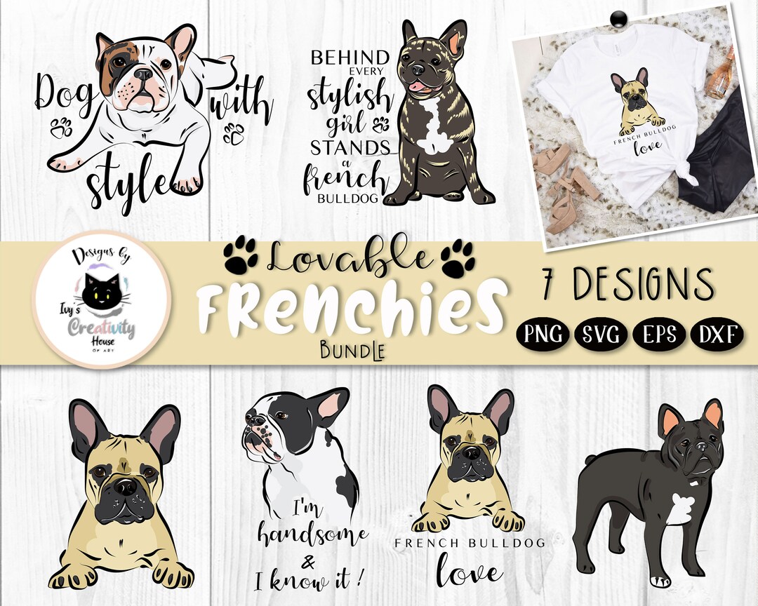 Frenchie svg raza de perro svg bulldog francés svg clipart - Etsy España