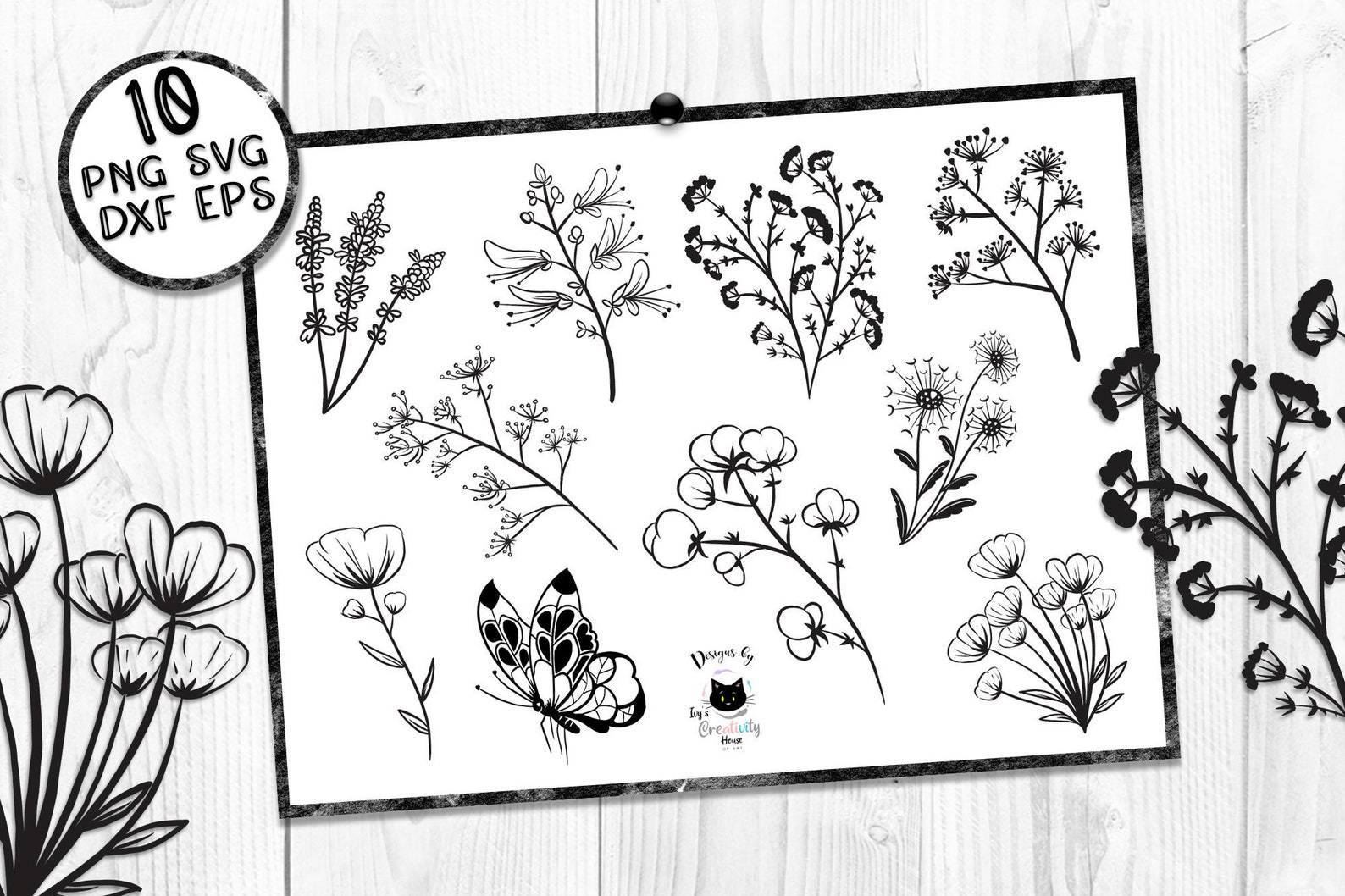 Wildflower Svg Flower Outline Svg Floral Outline Svg Flower - Etsy Canada