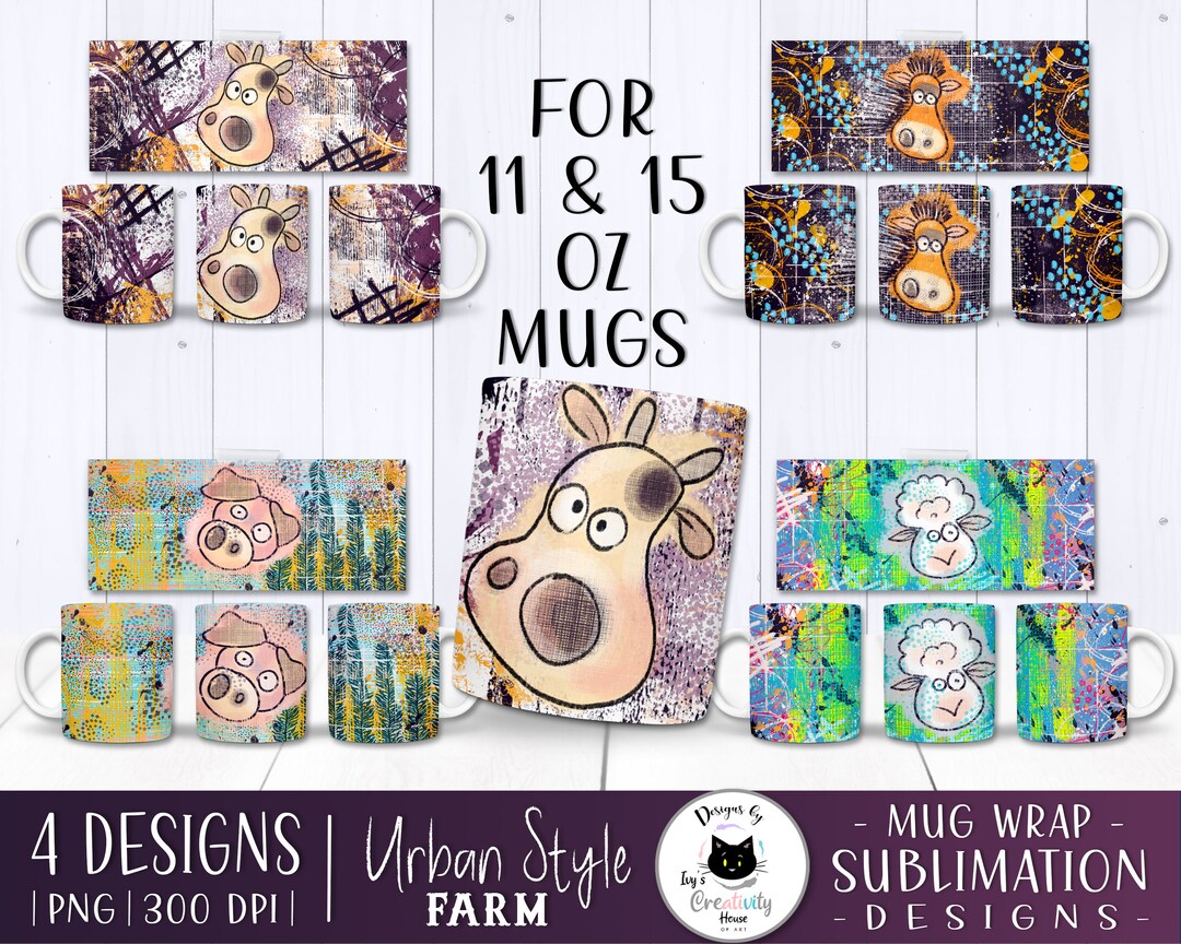 Farm Animal Png, Mug Sublimation Designs, Mug Wrap Png, Farm ...