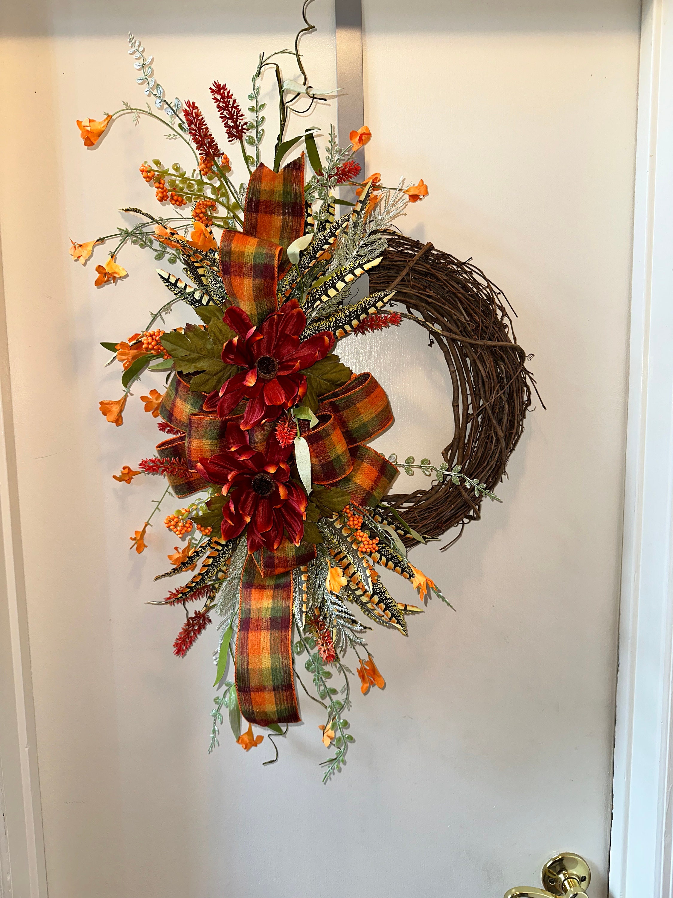 Fall Grapevine Door Wreath, Autumn Grapevine Door Wreath, Fall Decor ...