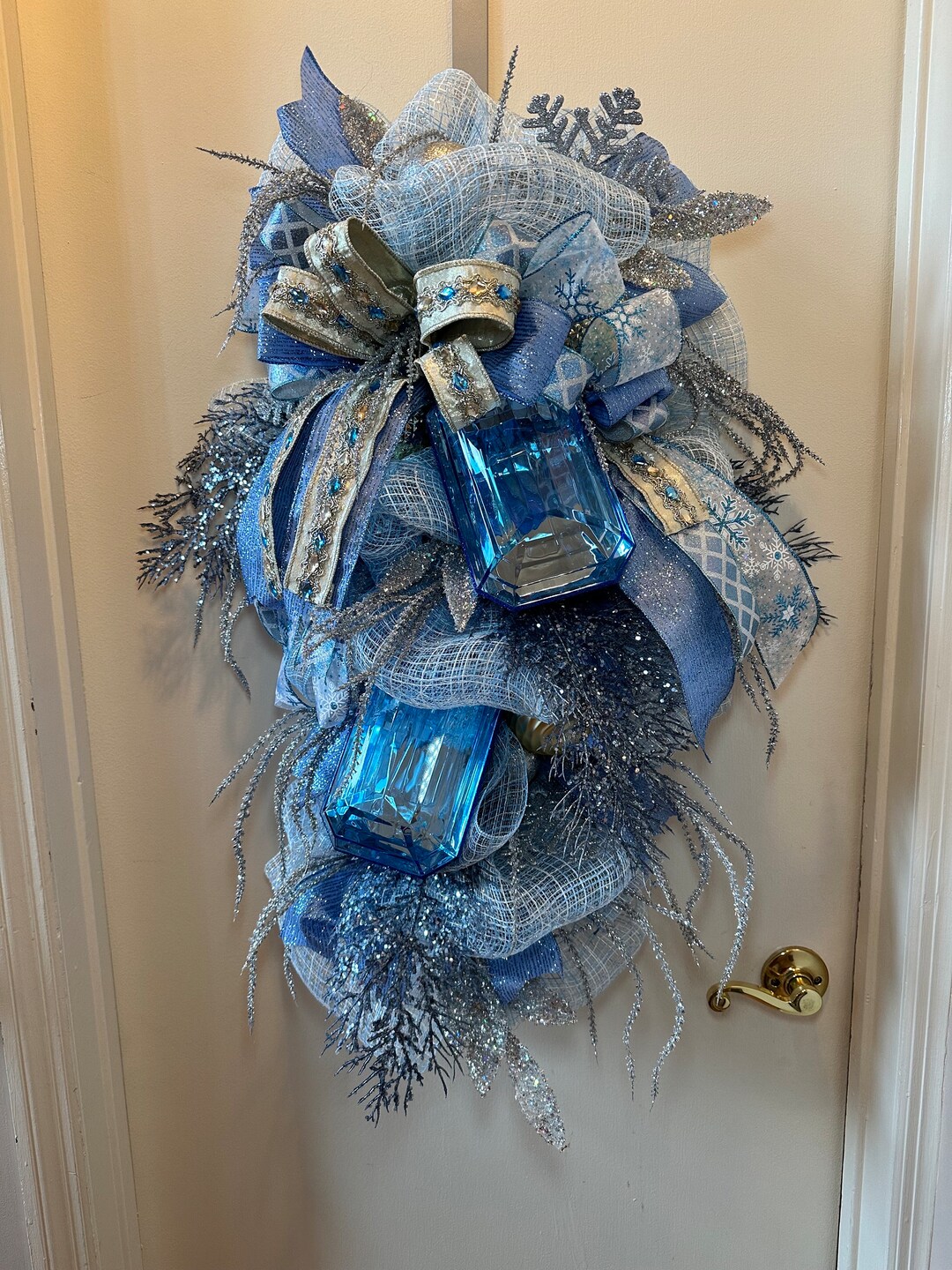 Blue Swag, Elegant Swag, Bling Swag, Door Wreath, Everyday Door Swag ...