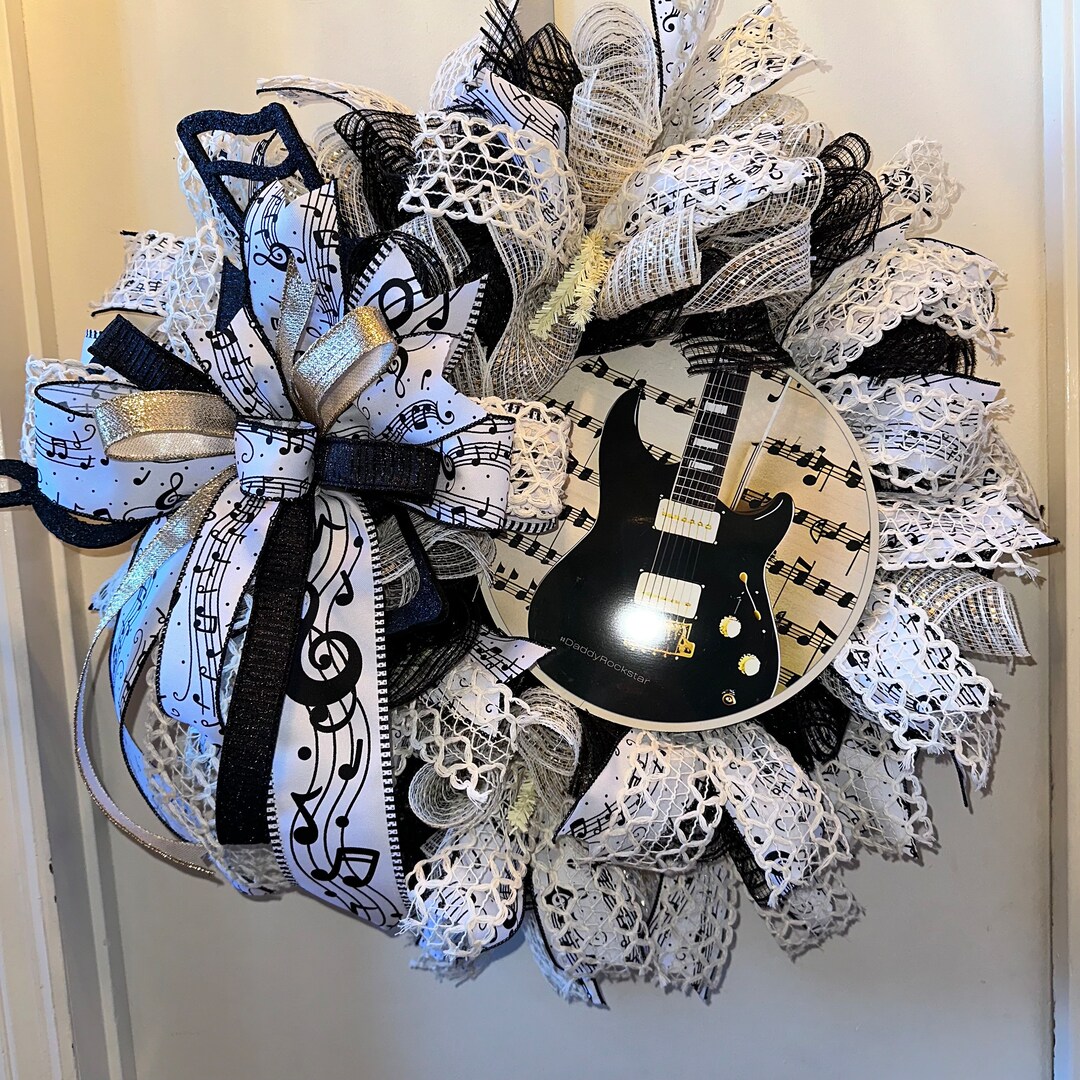 Everyday Door Wreath, Music Wreath, Guitar Wreath, Home Decor, Father’s ...