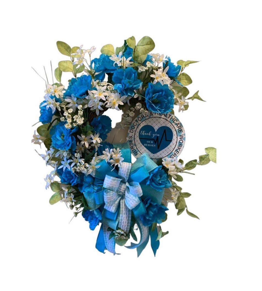 Flower Grapevine Wreath, Thank You Wreath, Doctor Decor, Nurse Decor ...