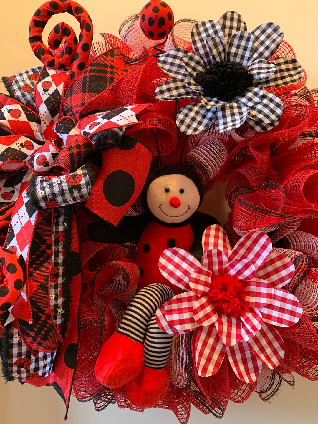 Ladybug Door Wreath, Ladybug Wreath, Ladybug Decor, Summer Wreath ...