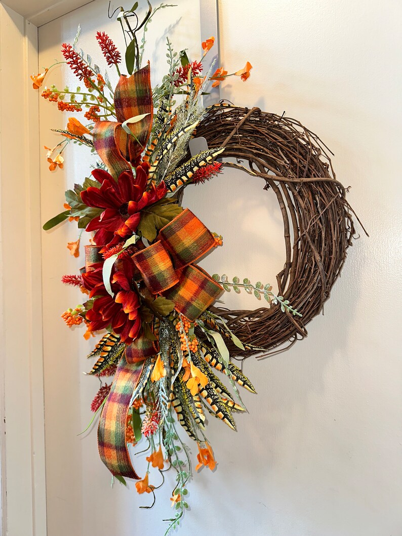 Fall Grapevine Door Wreath, Autumn Grapevine Door Wreath, Fall Decor ...
