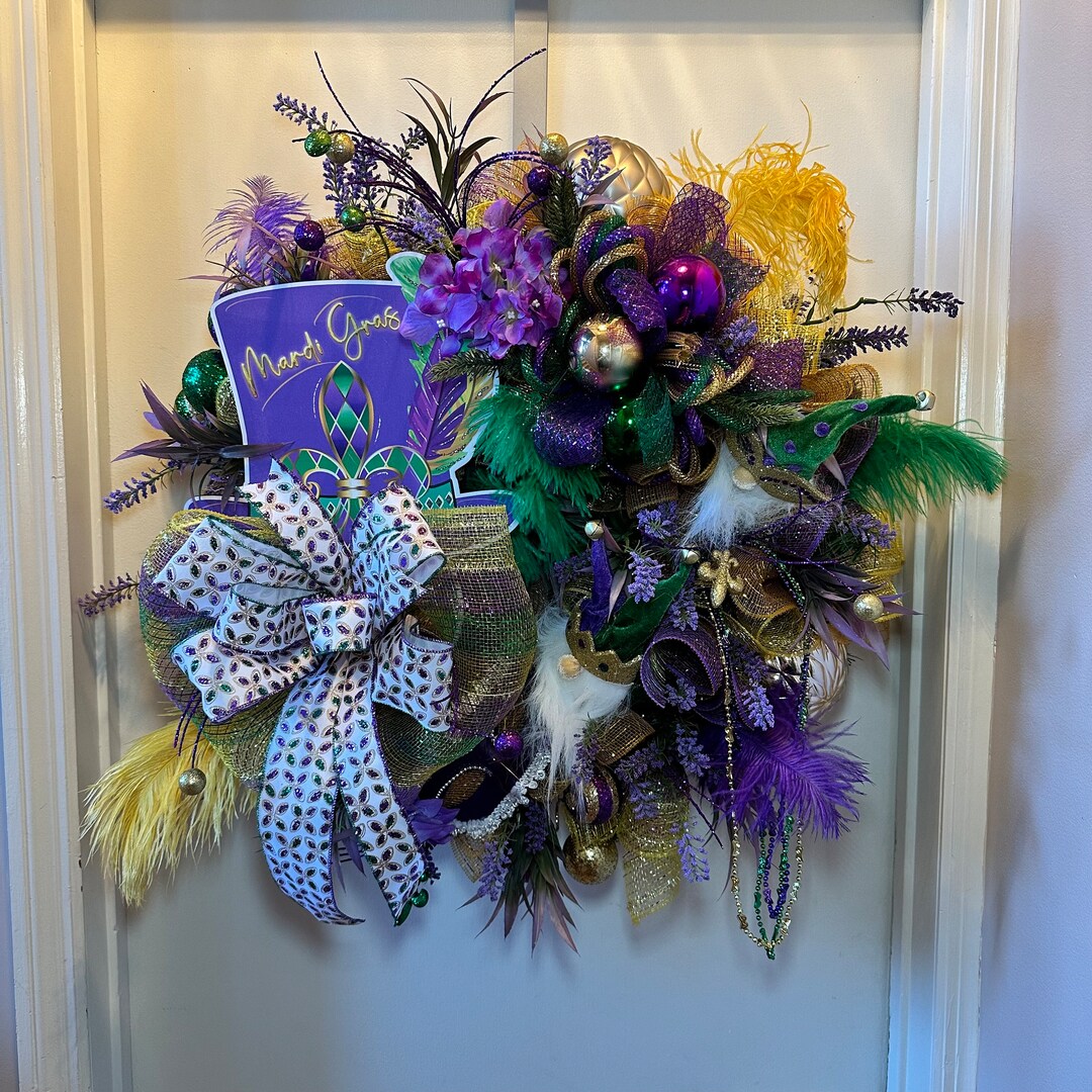 Mardi Gras Wreath, Fat Tuesday Wreath, Carnival Day Wreath, Mardi Gras ...