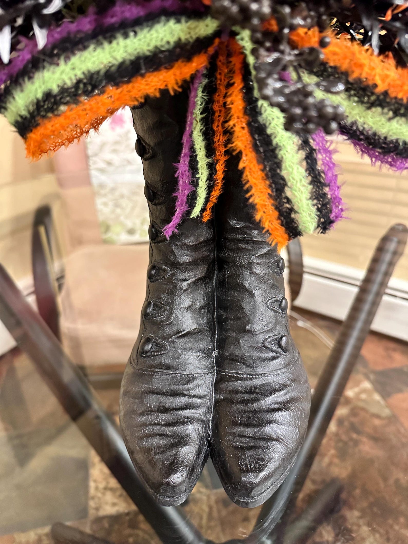 Halloween Witch Boot Table Centerpiece, Witch Boot Arrangement, Table ...