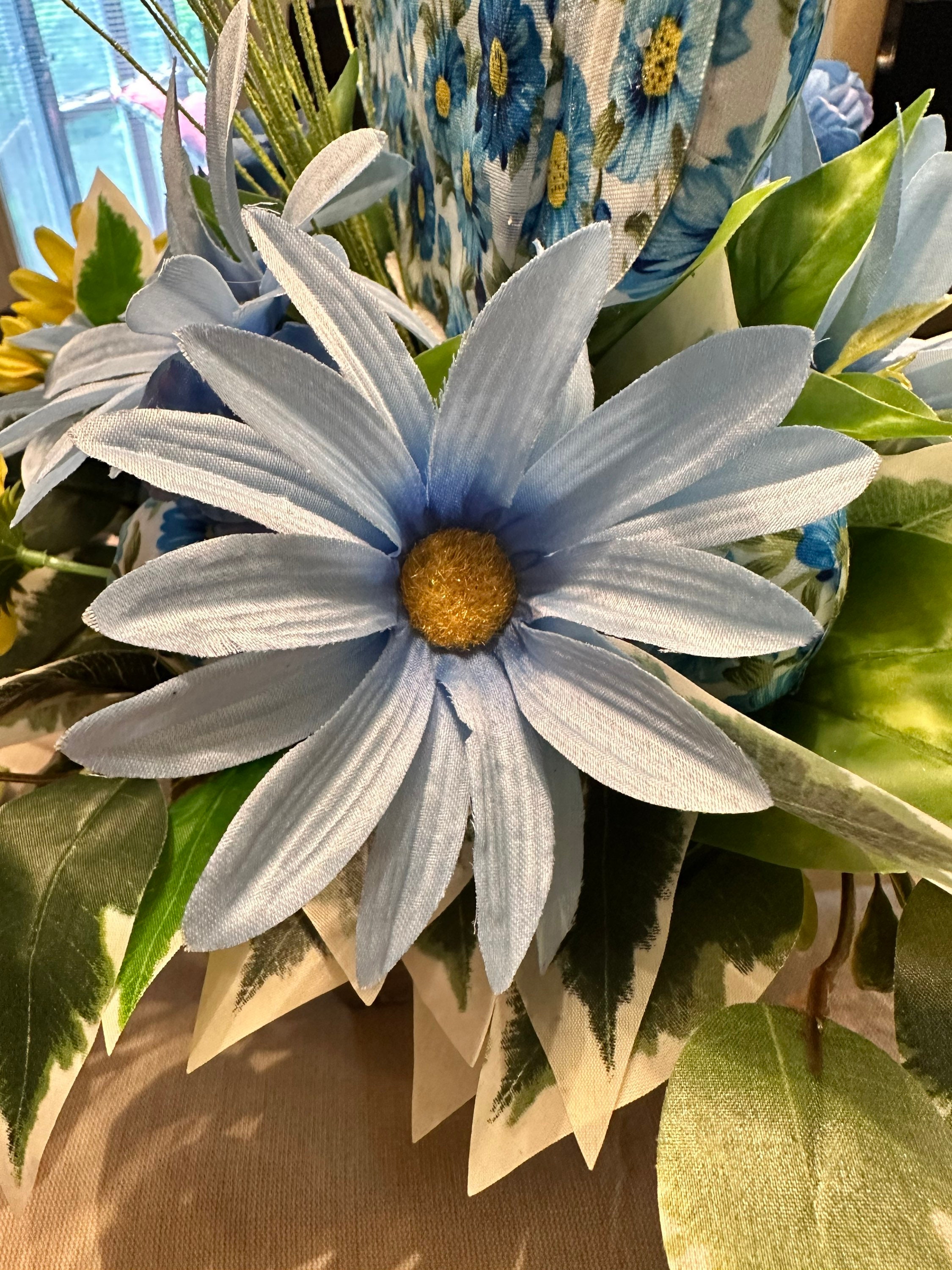 Blue Flower Centerpiece, Tea Pot Flower Centerpiece, Table Centerpiece ...