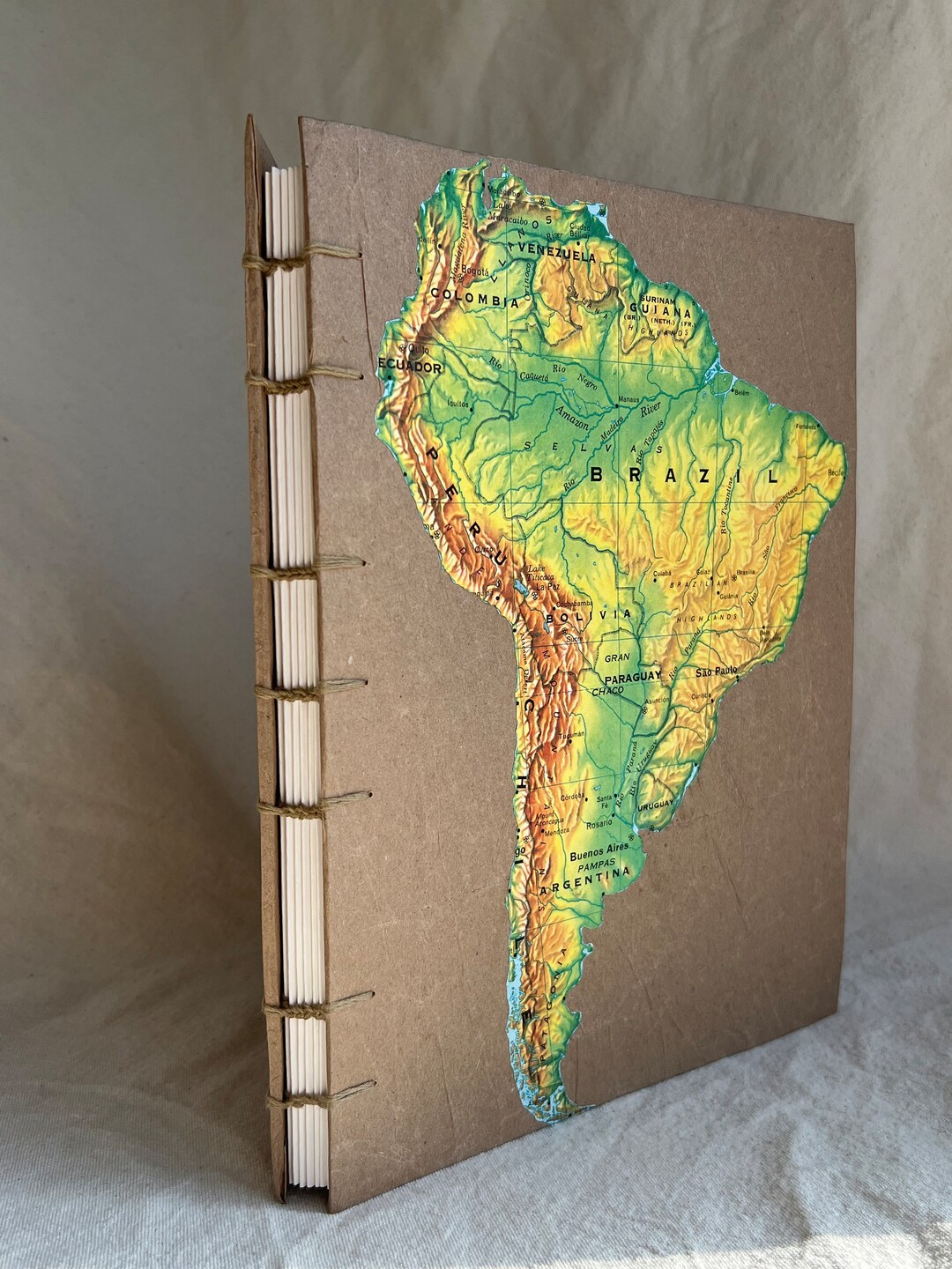 South America Travel Journal, Handmade Travel Map Journal, Handmade ...