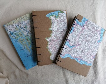 Custom Made to Order Map Travel Journal Notebook, Large - Etsy