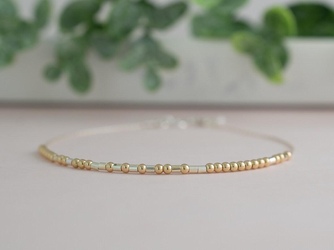 Personalized Mixed Metal Morse Code Anklet Dainty Chain Ankle - Etsy