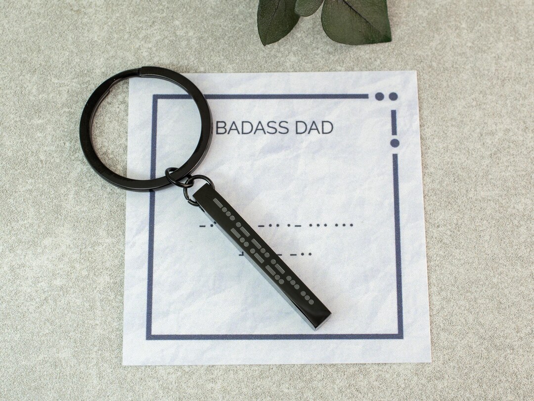 Badass Dad Engraved Morse Code Keyring, Personalized Father's Day or ...