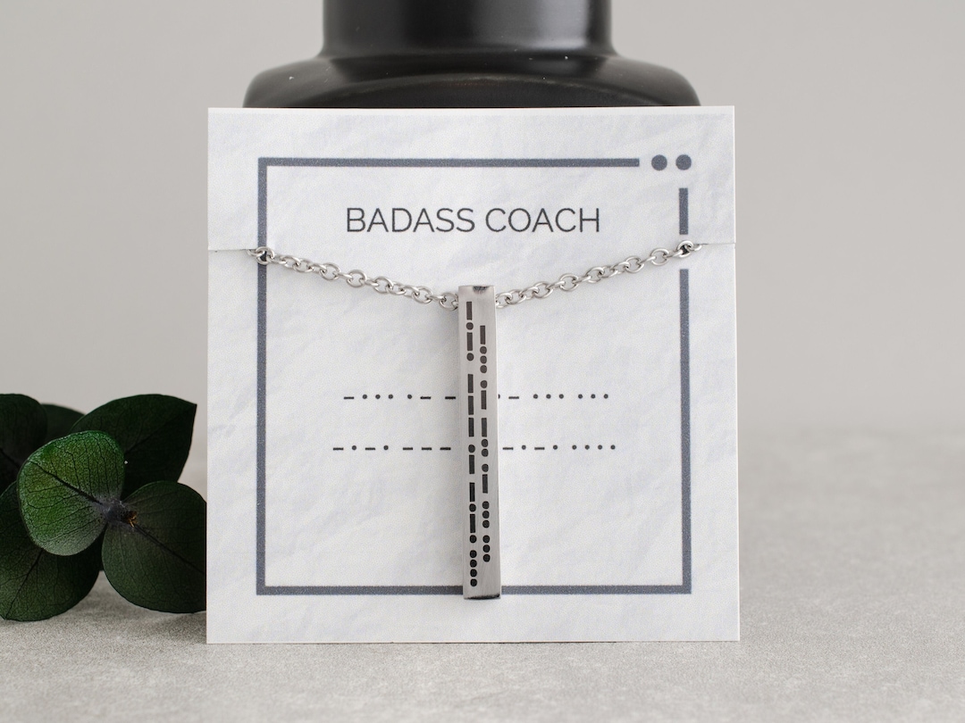 Badass Coach Engraved Morse Code Necklace, Coach Appreciation Gift for ...