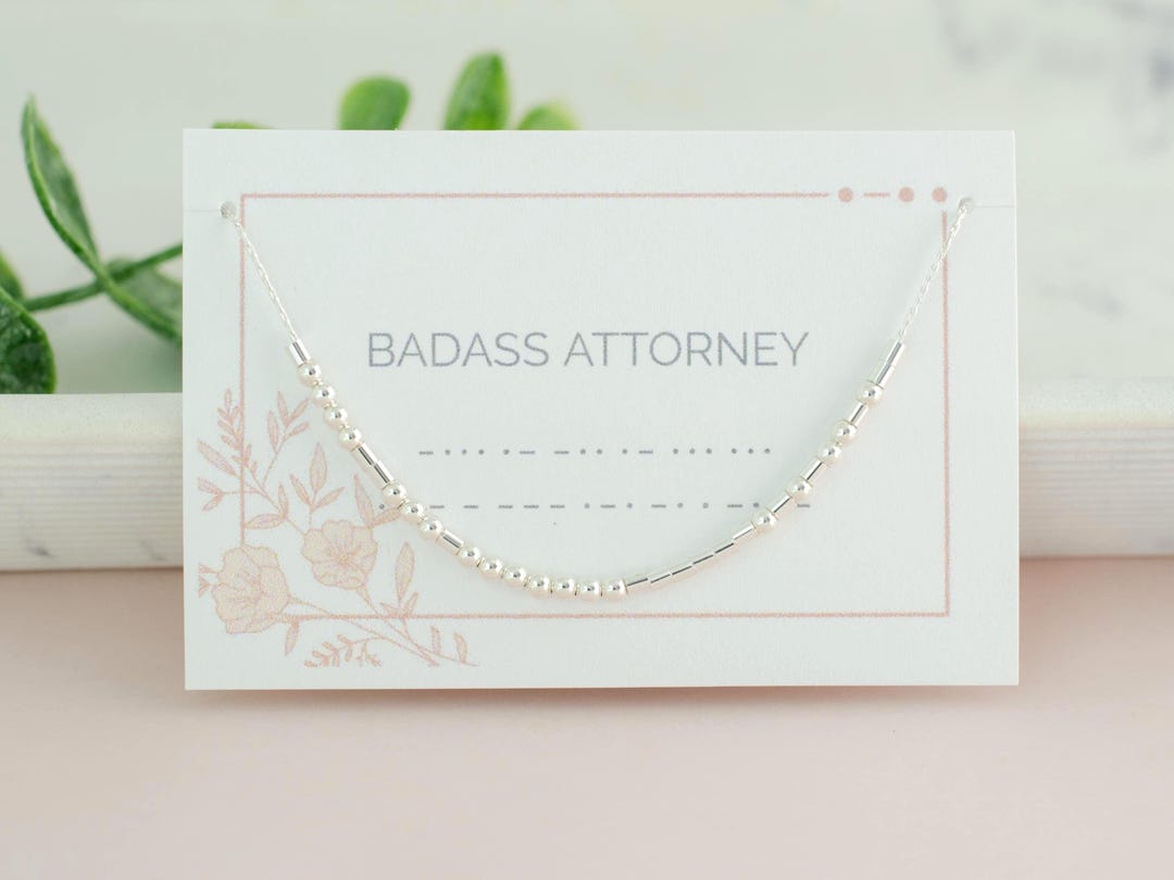 Badass Attorney Morse Code Necklace, Women in Law Gift for JD Lawyer ...