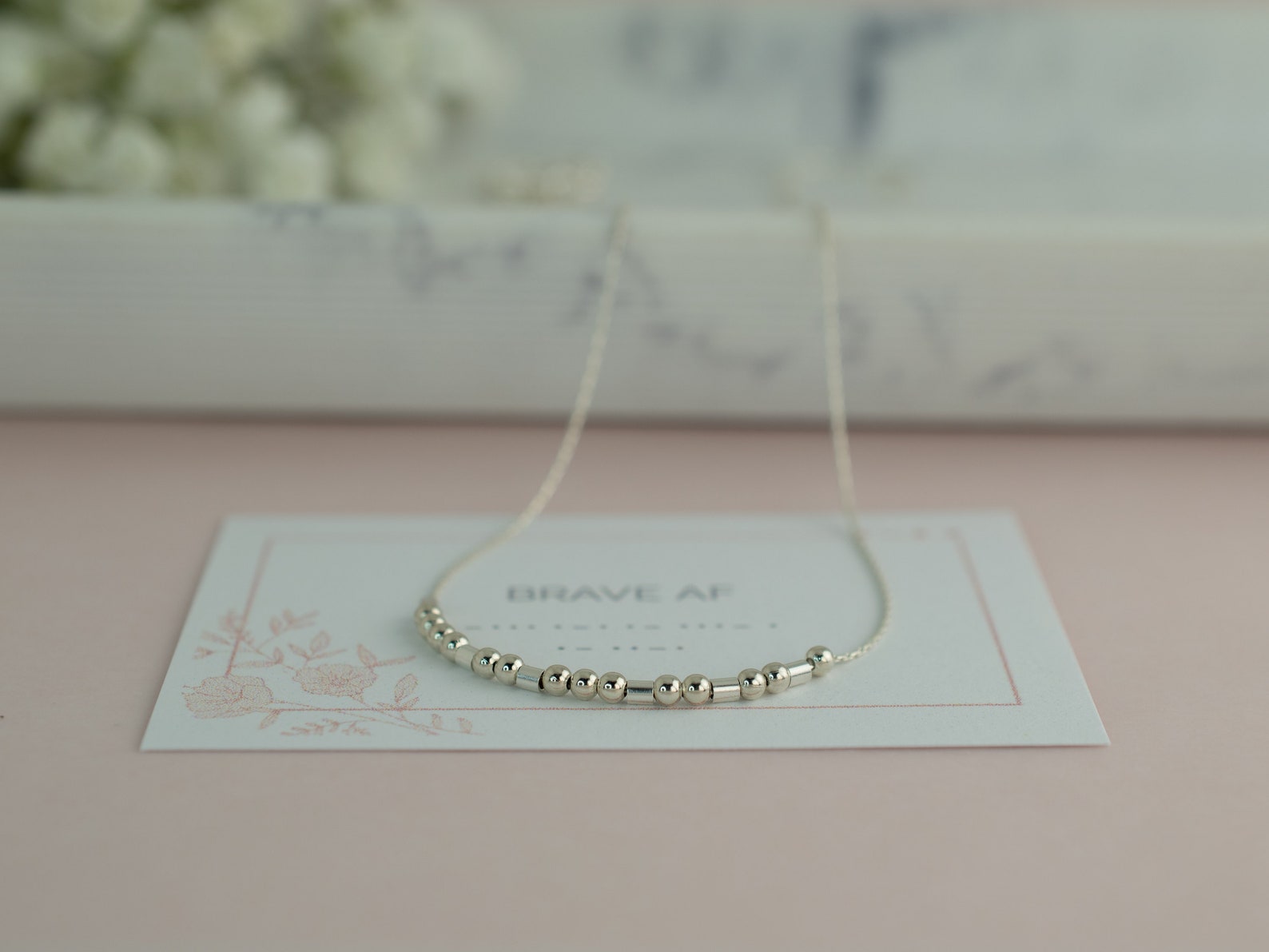 Brave AF Necklace Morse Code Necklace Strong Woman Brave as - Etsy