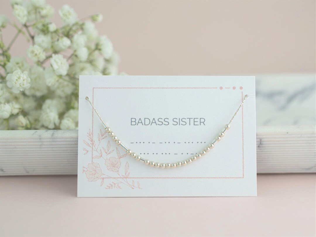Badass Sister Morse Code Necklace, Sister Birthday Gift, Big Sis Little ...